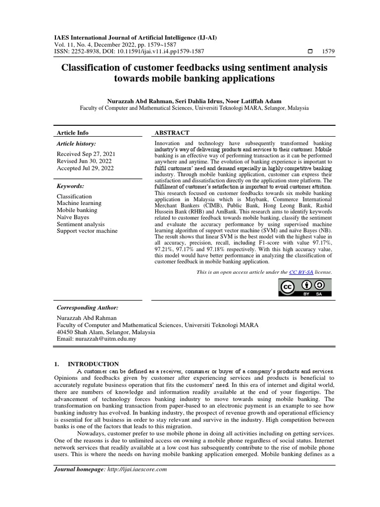Sentiment Analysis of Mobile Banking Feedback | PDF | Cognitive Science ...