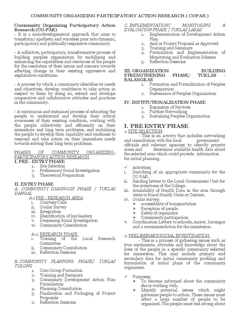 Community Organizing Participatory Action Research | PDF ...