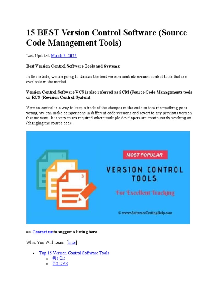 Top 15 Version Control Tools 2022 | PDF | Version Control | Computing
