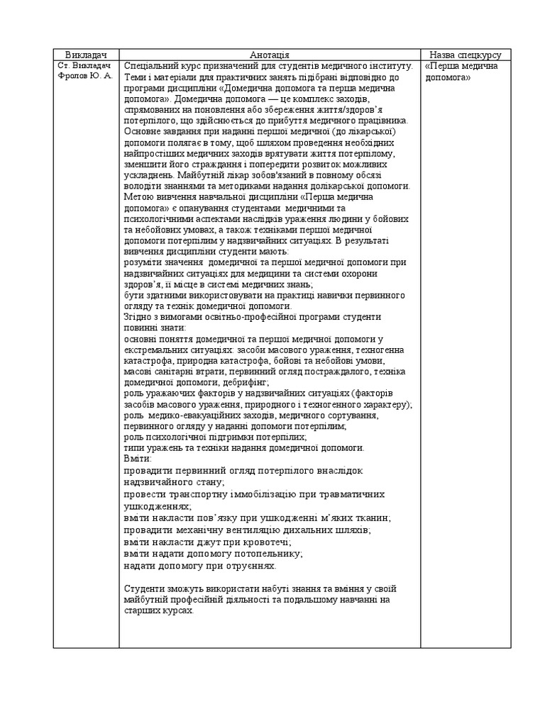 Persha Medichna Dopomoga | PDF