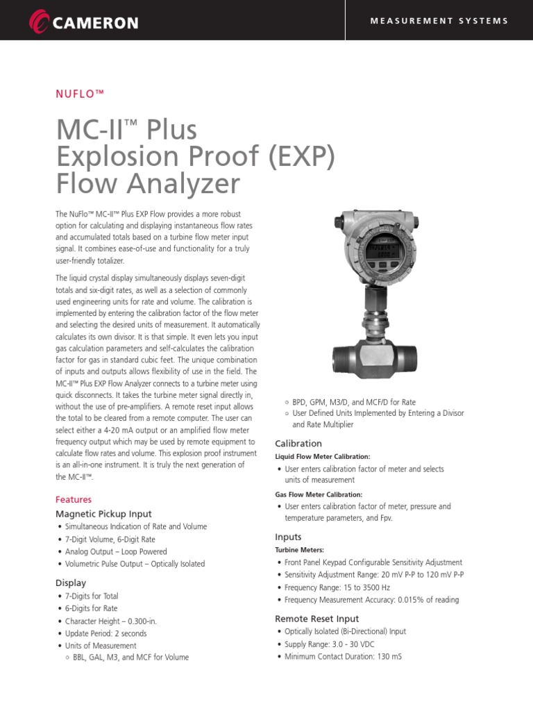 NuFlo. MC-II. Plus EXP Flow Analyzer | PDF | Flow Measurement | Calibration