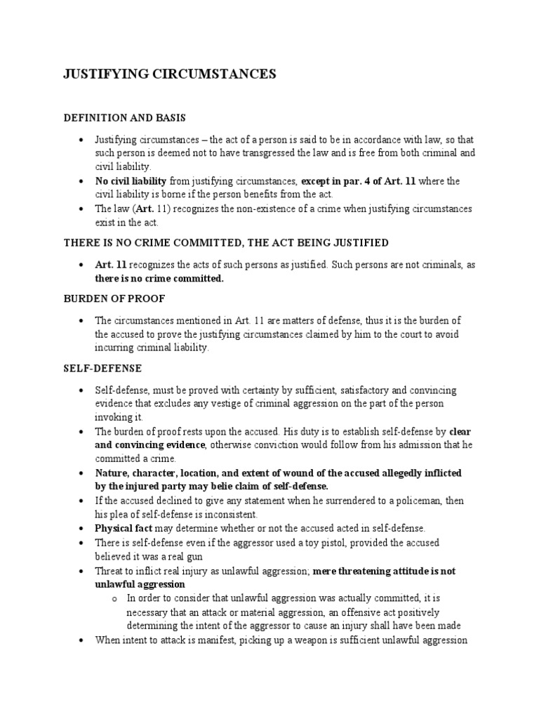 Justifying Circumstances in Criminal Law | PDF | Politics | Law