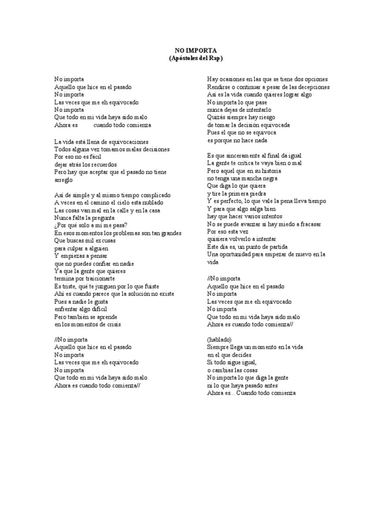NO IMPORTA-Letra | PDF