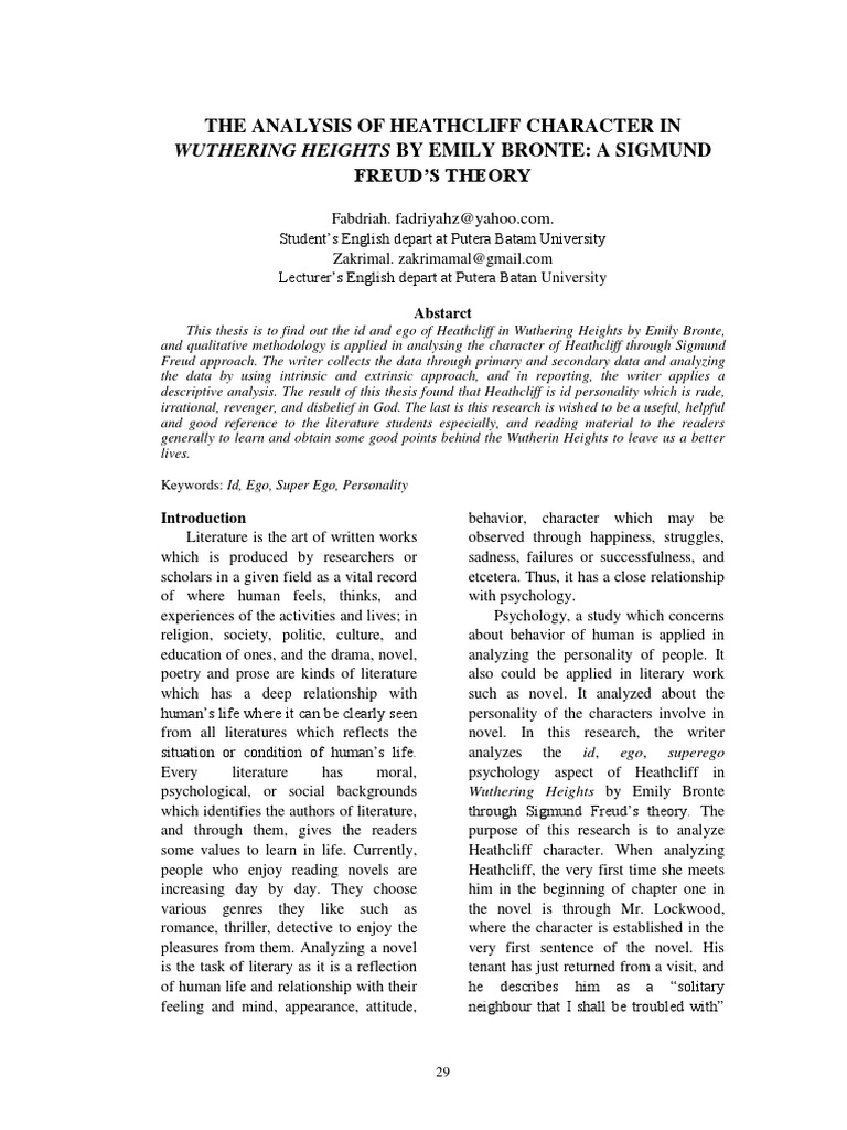 Analysis of Heathcliff Character | PDF | Wuthering Heights | Heathcliff ...