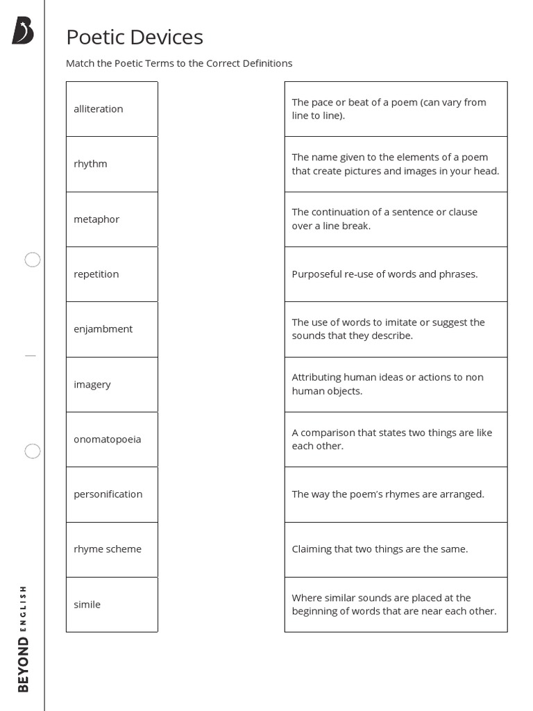 T4-E-737-Poetic-Devices-Match-and-Draw_ver_6 | PDF | Poetry | Rhyme