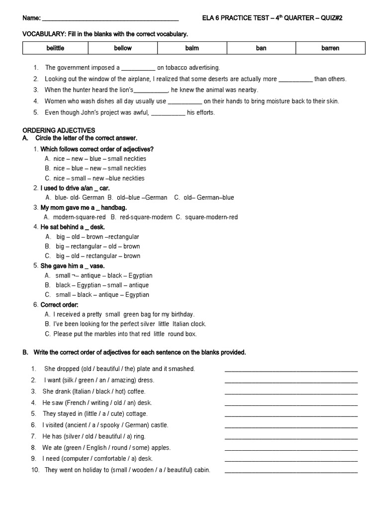 Grade 6 English Q4 Quiz2 | PDF | Language Arts & Discipline | Foreign ...