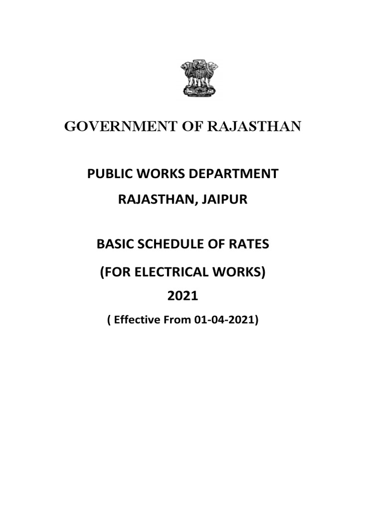 PWD Rajasthan Electric BSR 2021 | PDF | Electrical Wiring | Electrical ...