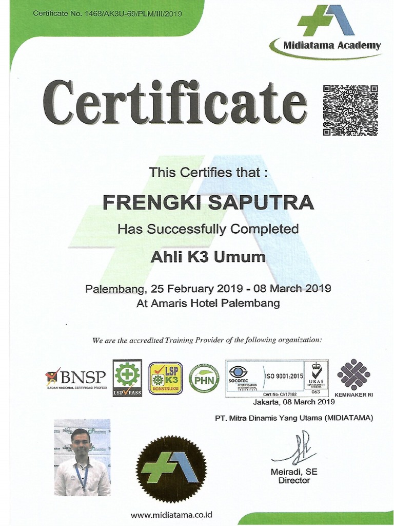 Sertifikat K3 Umum | PDF