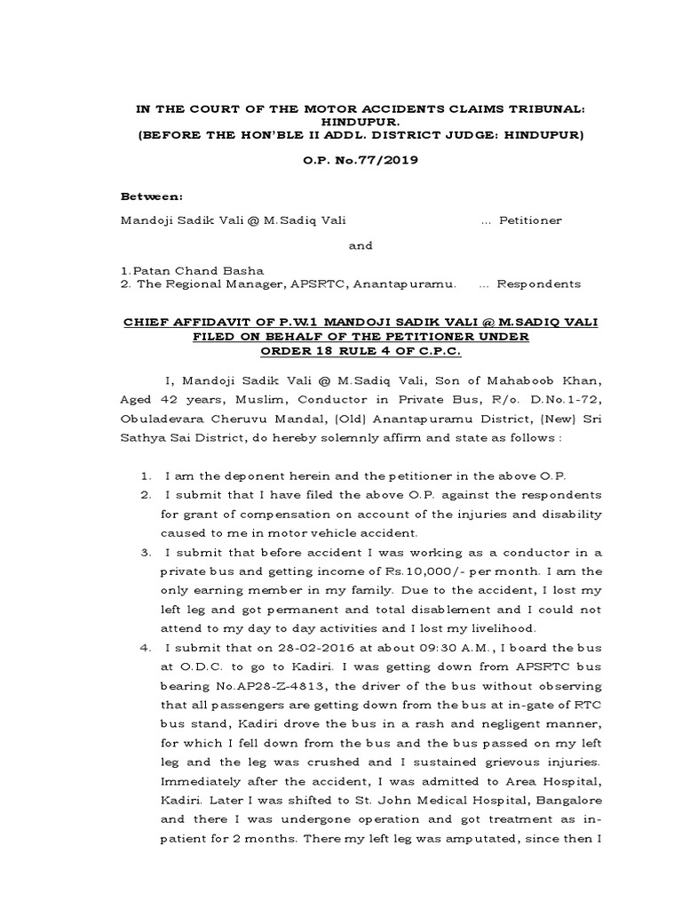 Chief Affidavit of Mandoji Sadik Vali | PDF | Public Law | Justice