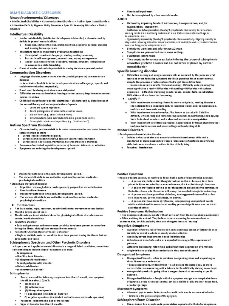 DSM 5 Summary | PDF | Anxiety Disorder | Mental Disorder