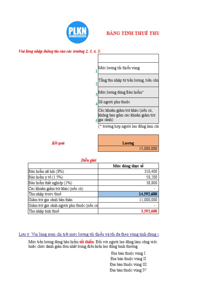 FILE EXECL TÍNH THUẾ TNCN TỪ TIỀN LƯƠNG, TIỀN CÔNG (ĐÃ CẬP NHẬT) | PDF