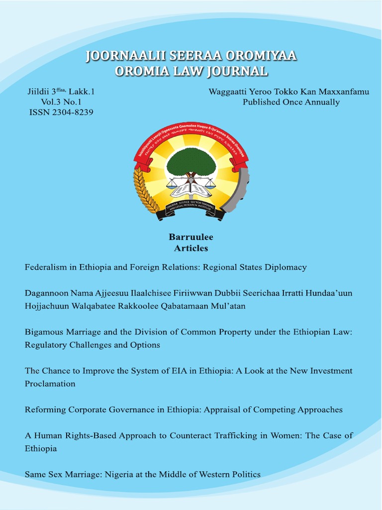 Joornalii Seeraa Oromiyaa Jildi 3ffaa | PDF | Federation | Diplomacy
