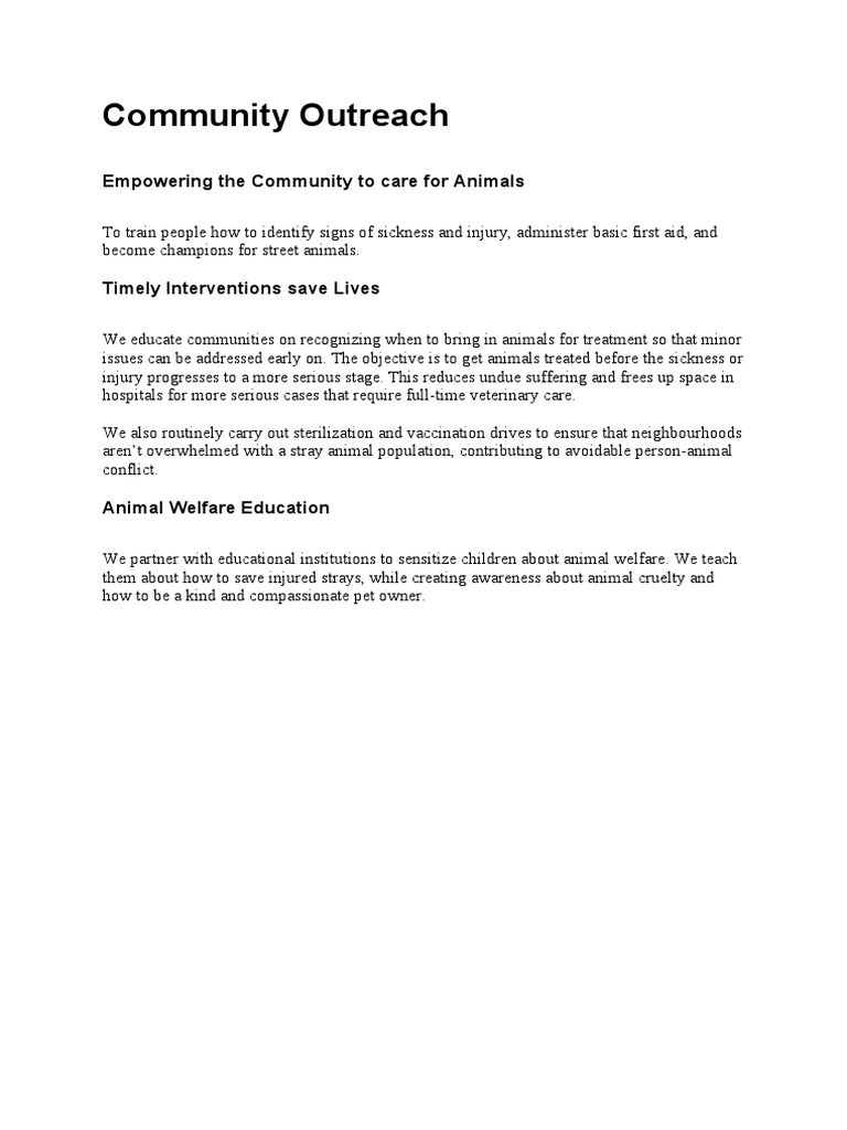 Community Outreach | PDF | Social Science | Wellness