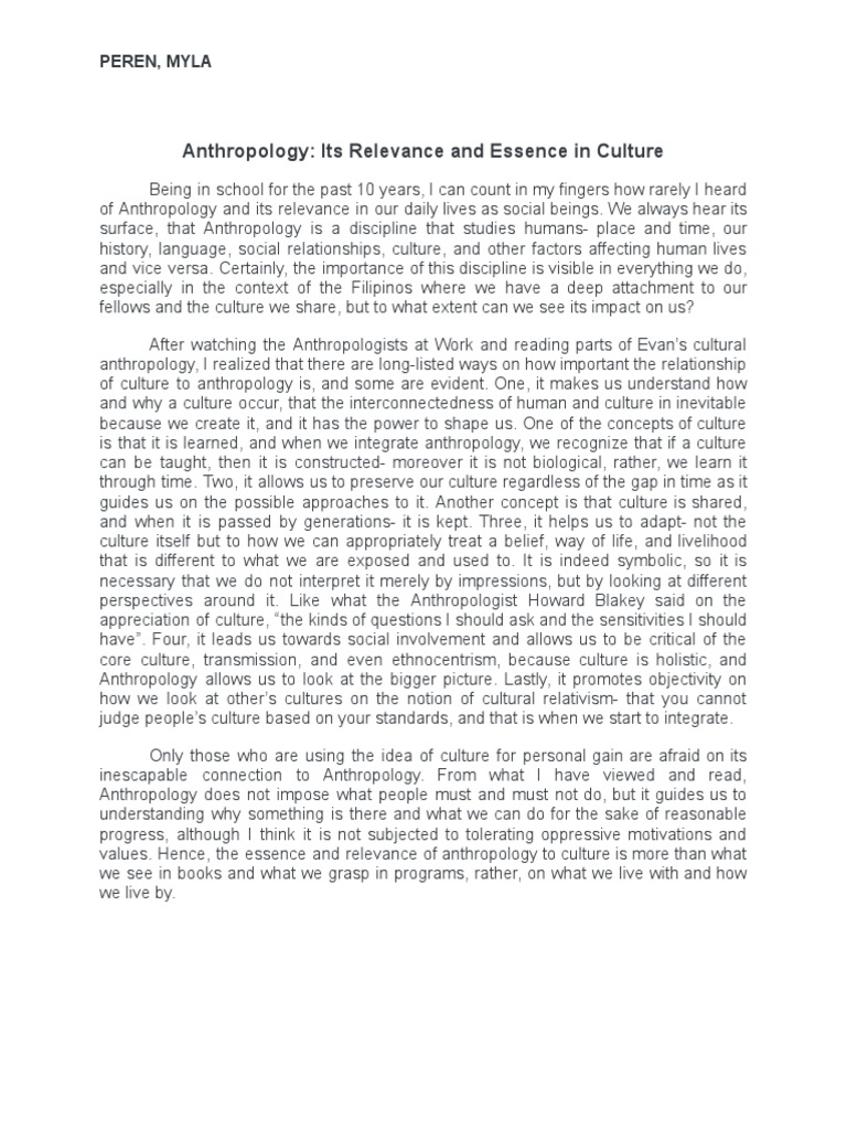 Reflection Paper | PDF | Anthropology | Psychological Concepts
