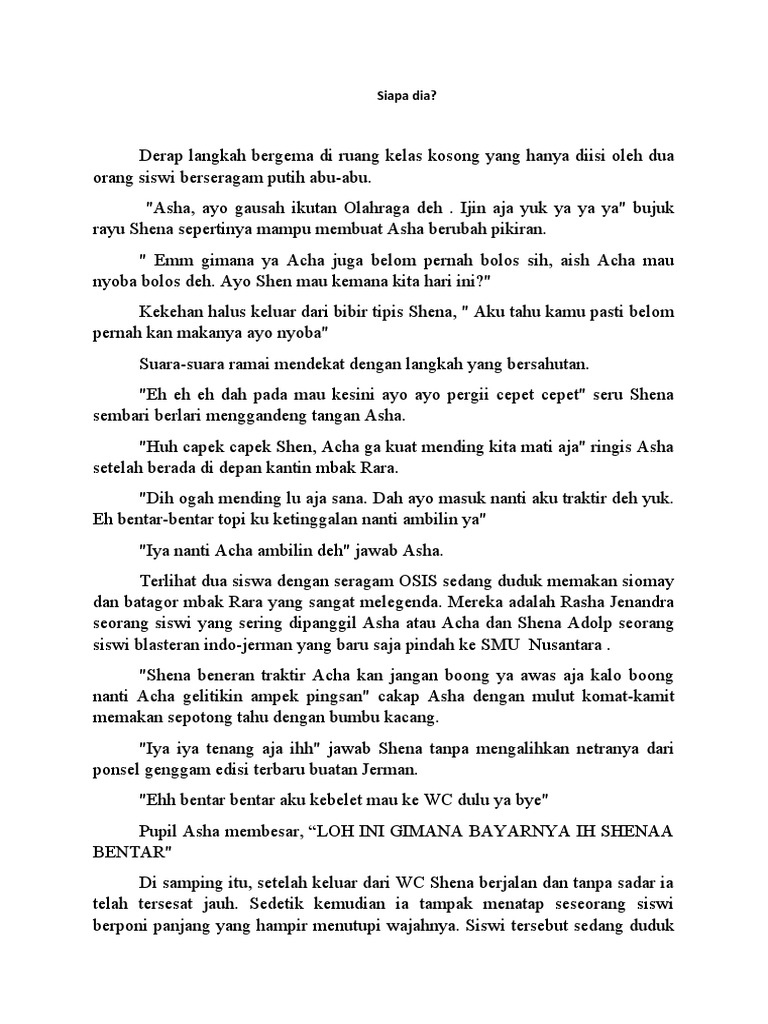 Cerpen Siapa Dia - XI MIPA GHAMA - 20 RISKA PUTRI | PDF