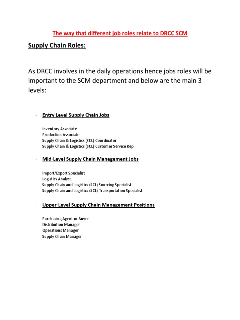 The Way That Different Job Roles Relate To DRCC SCM | PDF