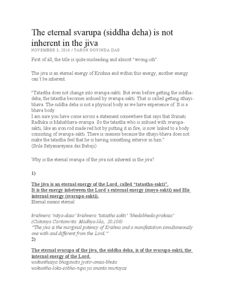 The Eternal Svarupa | PDF | Indian Philosophy | Indian Religions