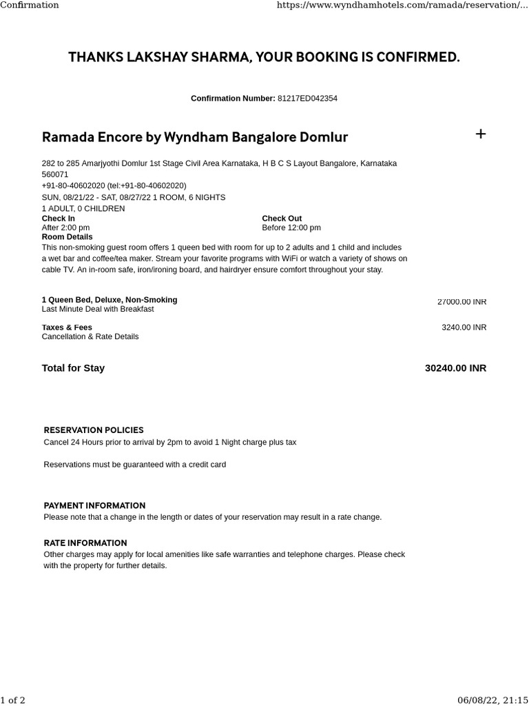 Lakshay Confirmation | PDF