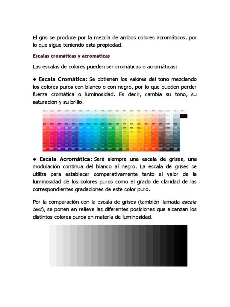 Escalas de Colores: Cromáticas y Acromáticas | PDF