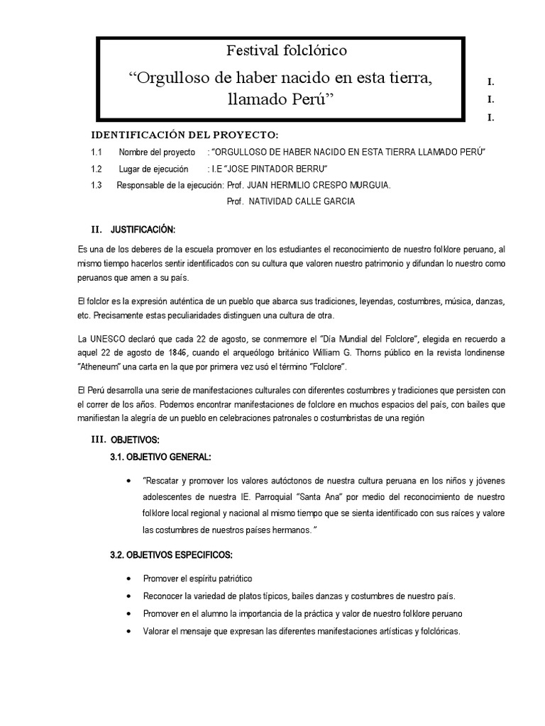 Proyecto de Danza | PDF | Folklore | Perú