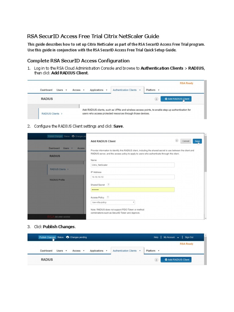 RSA SecurID Access Trial Setup Guide | PDF