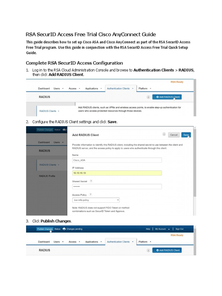 RSA SecurID Access Free Trial Cisco AnyConnect | PDF | Computers