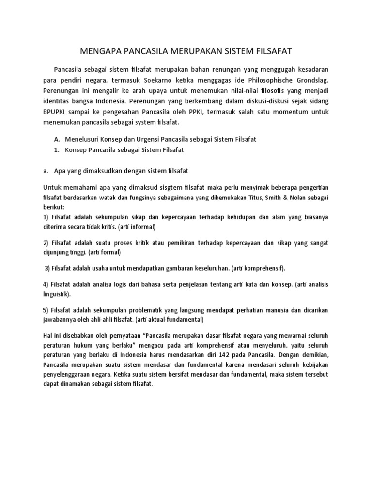 Mengapa Pancasila Merupakan Sistem Filsafat | PDF