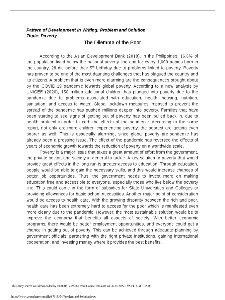 Problem and Solution | PDF | Poverty | Poverty & Homelessness