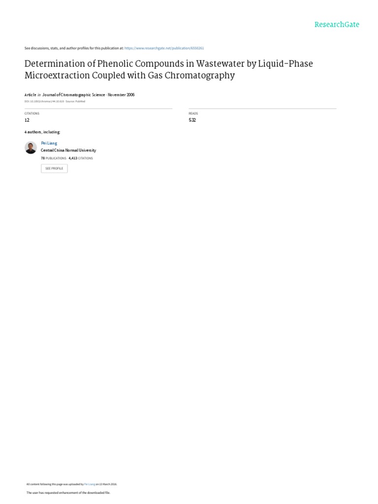 Determination of Phenolic Compounds in Wastewater | PDF ...