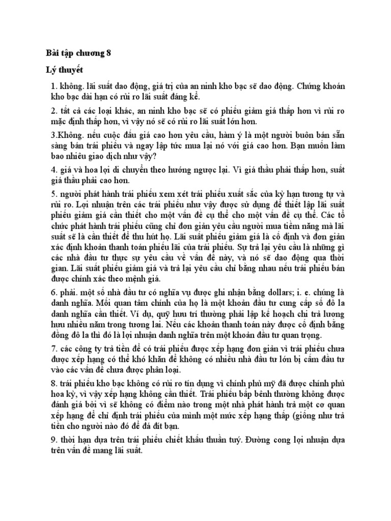 Bài Tập Chương 8 TCDN | PDF