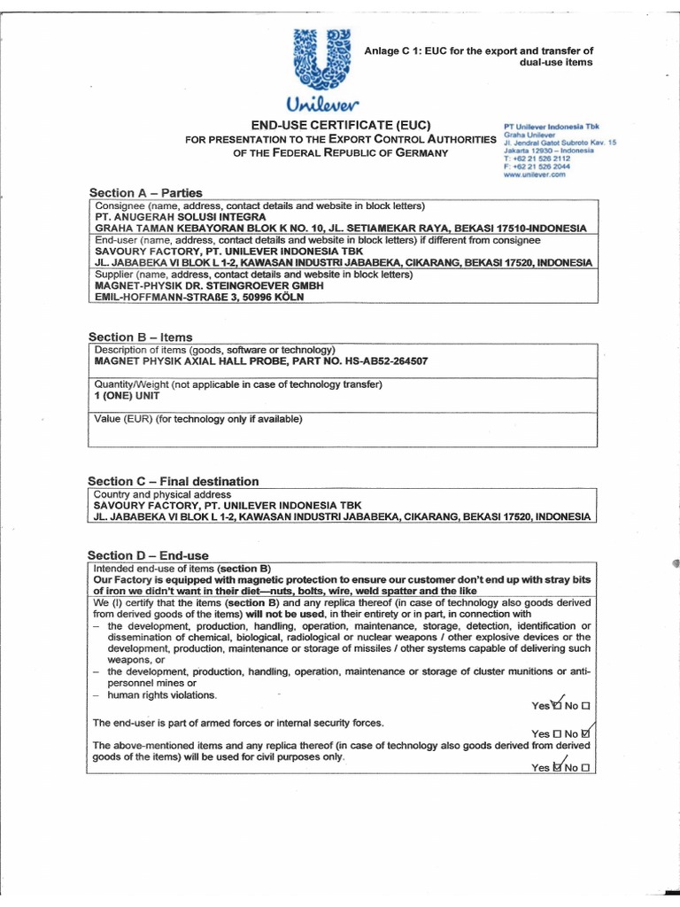 EUC Unilever (Rev2) | PDF