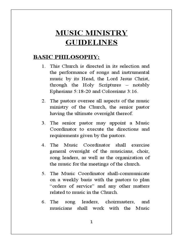 Music Ministry Guidelines | PDF | Pastor | Sermon