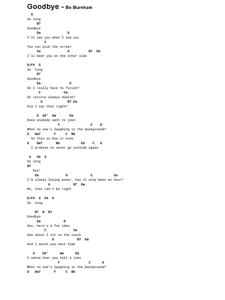 Goodbye - Bo Burnham | PDF