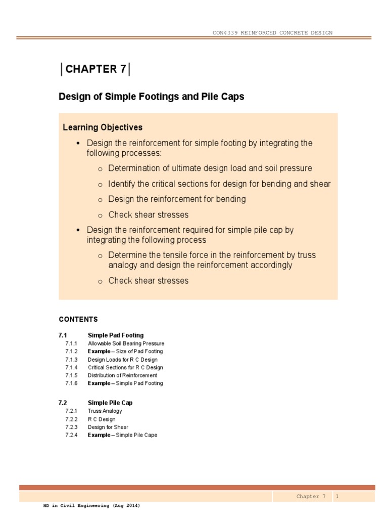 CH 7 Footing and Pile Caps | PDF | Truss | Deep Foundation