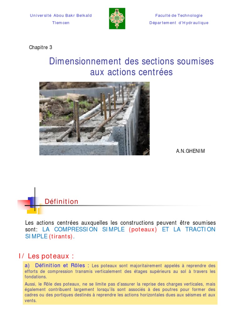 Dimensionnement des poteaux et tirants en BA | PDF | Béton armé | Flambage