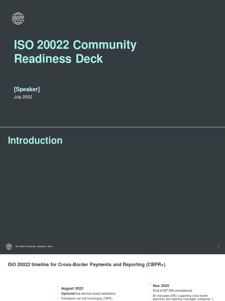 Swift Iso 20022 Community Readiness Deck 202207 Final | PDF | Banks | Computing
