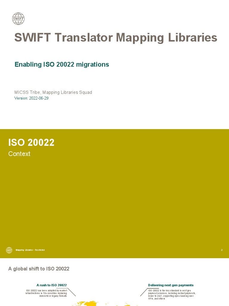 SWIFT Translator Mapping Libraries: Enabling ISO 20022 Migrations | PDF ...