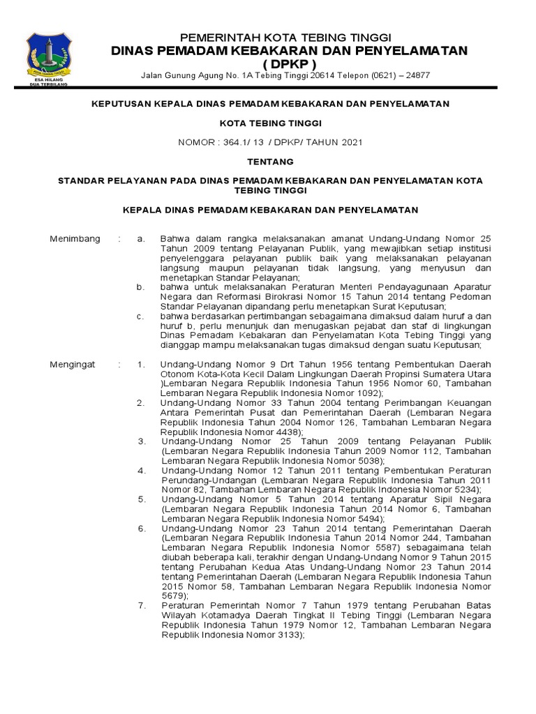 SK Standar Pelayanan Damkar-20211104105612 | PDF