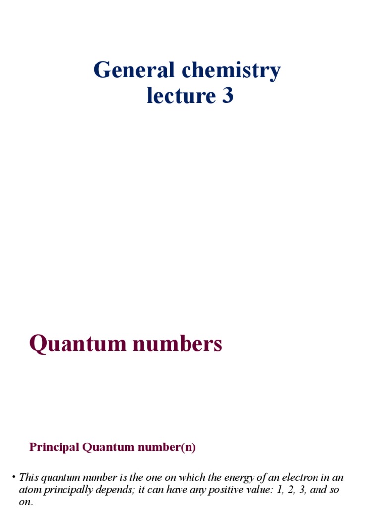 General Chemistry Lecture 3 Pdf Atomic Orbital Electron Configuration