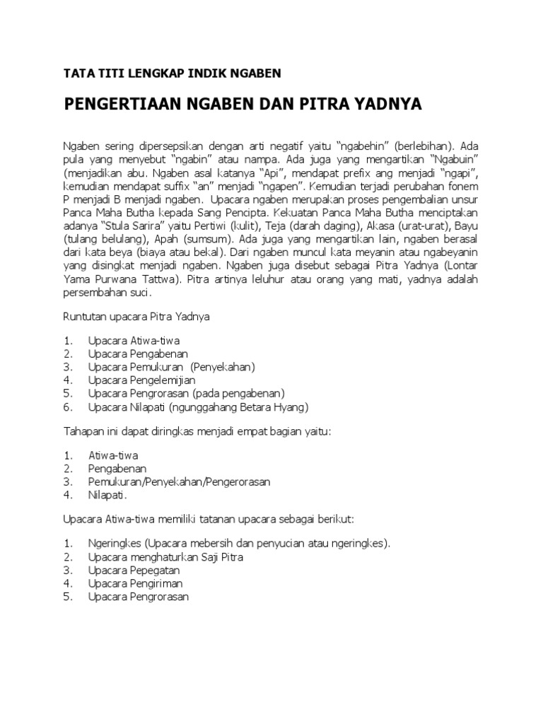 Tata Titi Lengkap Indik Ngaben | PDF
