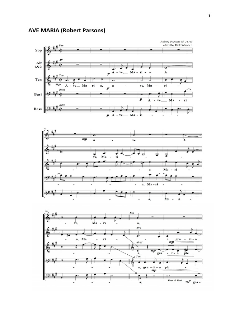 Ave Maria (Robert Parsons) | PDF