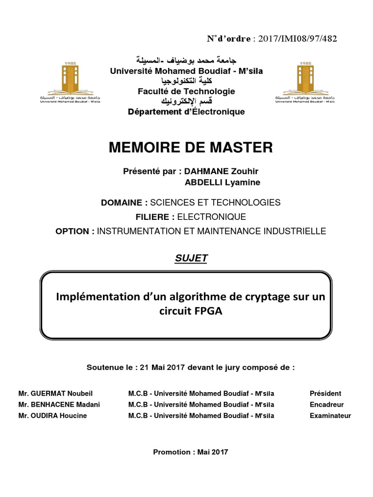 Algorithme de cryptage sur FPGA | PDF | Cryptographie | Cryptage