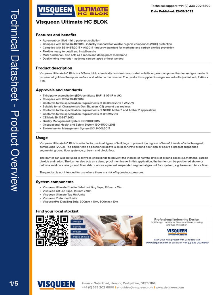 Visqueen Ultimate HC Blok: Technical Specification Sheet for a Gas and ...