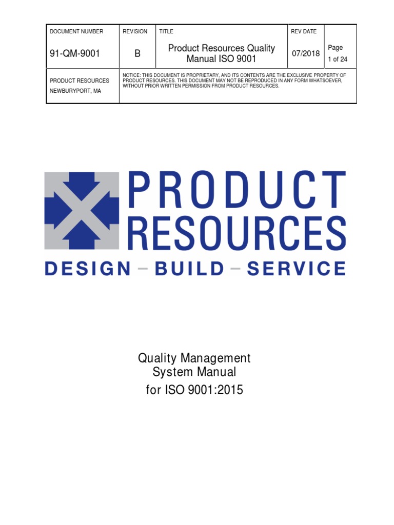 Product Resources Quality Manual ISO 9001 Rev - B | Download Free PDF ...