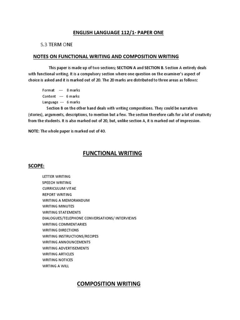 Functional Writing and Composition Notes | PDF | Comma