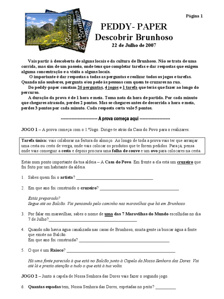 Peddy Paper: Descubra Brunhoso | PDF