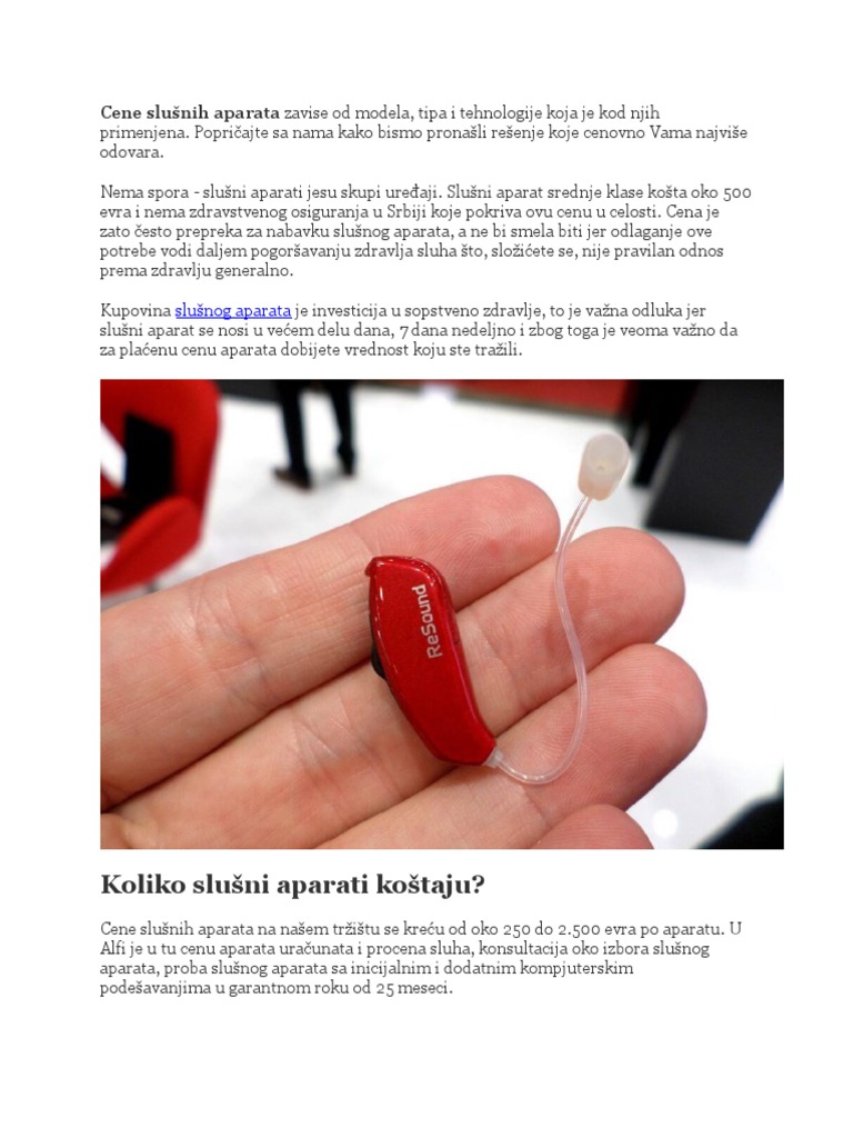 Cene Slušnih Aparata | PDF