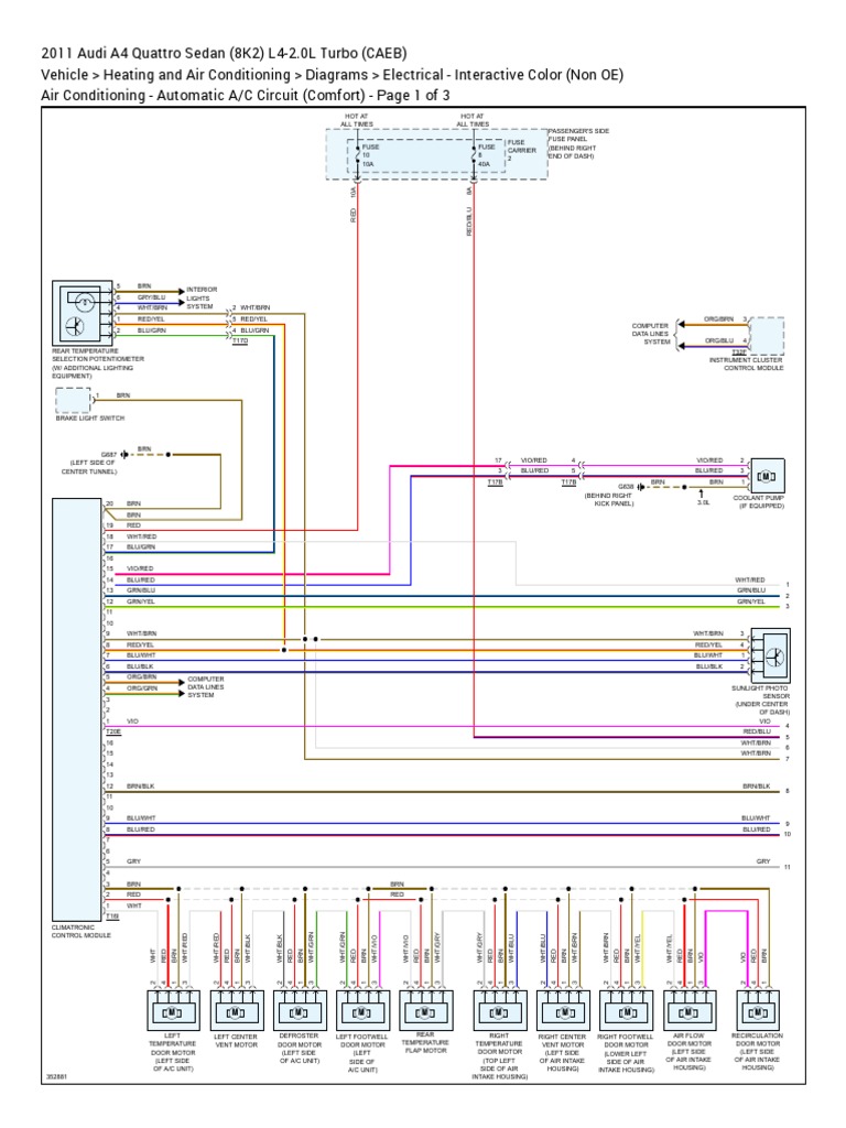 Automatic Air Conditioning Circuit Diagram for 2011 Audi A4 Quattro Sedan with 2.0L Turbo Engine ...