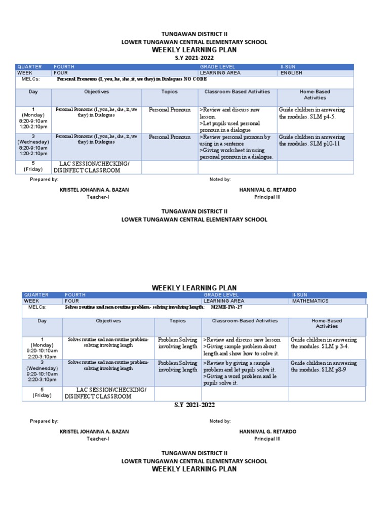 Q4-W4 Weekly-Learning-Plan | PDF | Linguistics