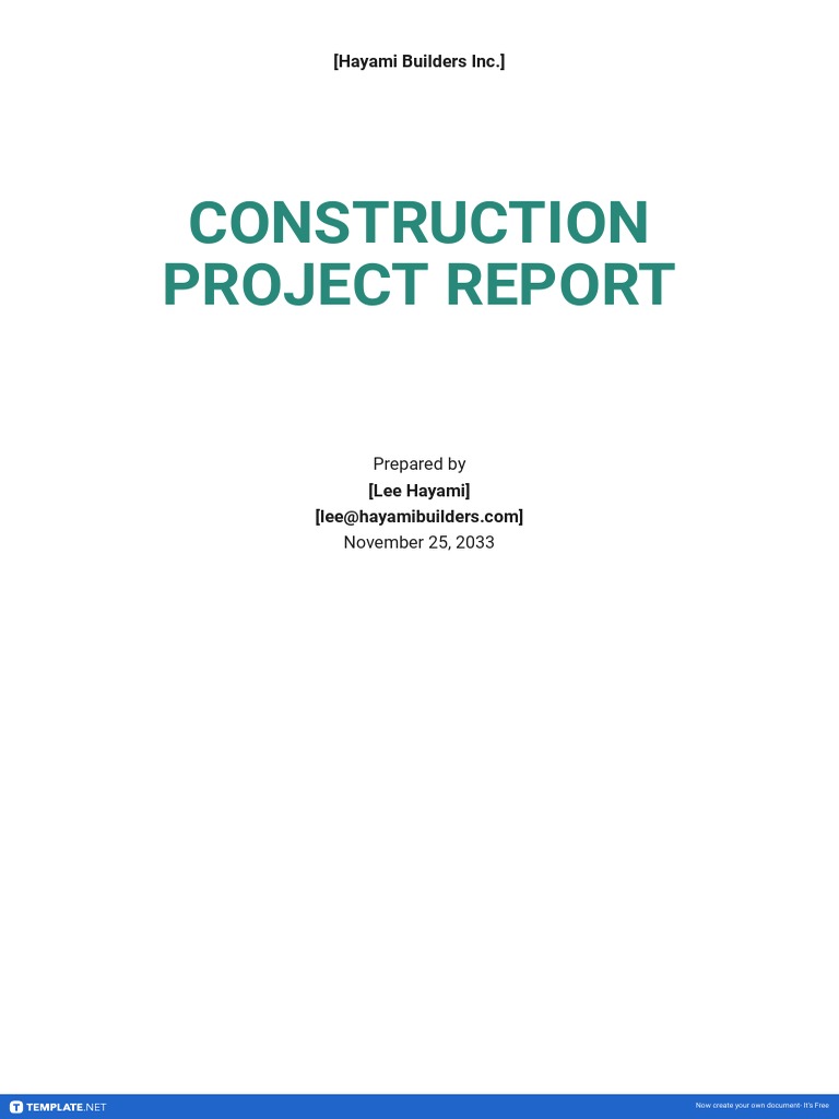 Construction Project Report Template Pdf Business Economies